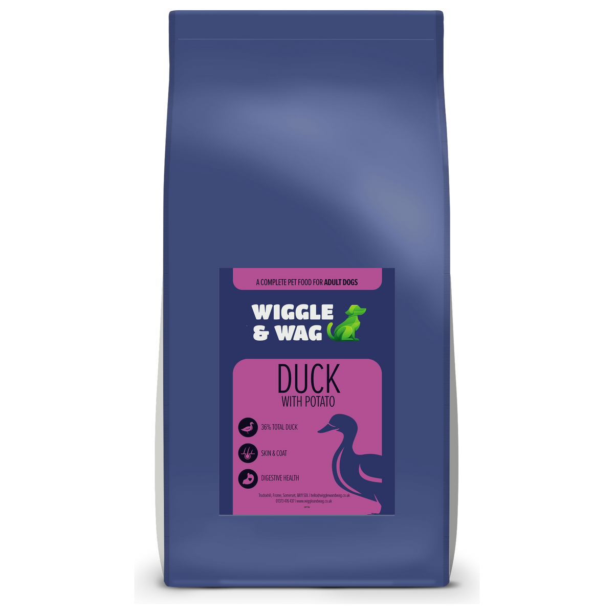 Wiggle and Wag Duck With Potato, Complete Adult Dog Food