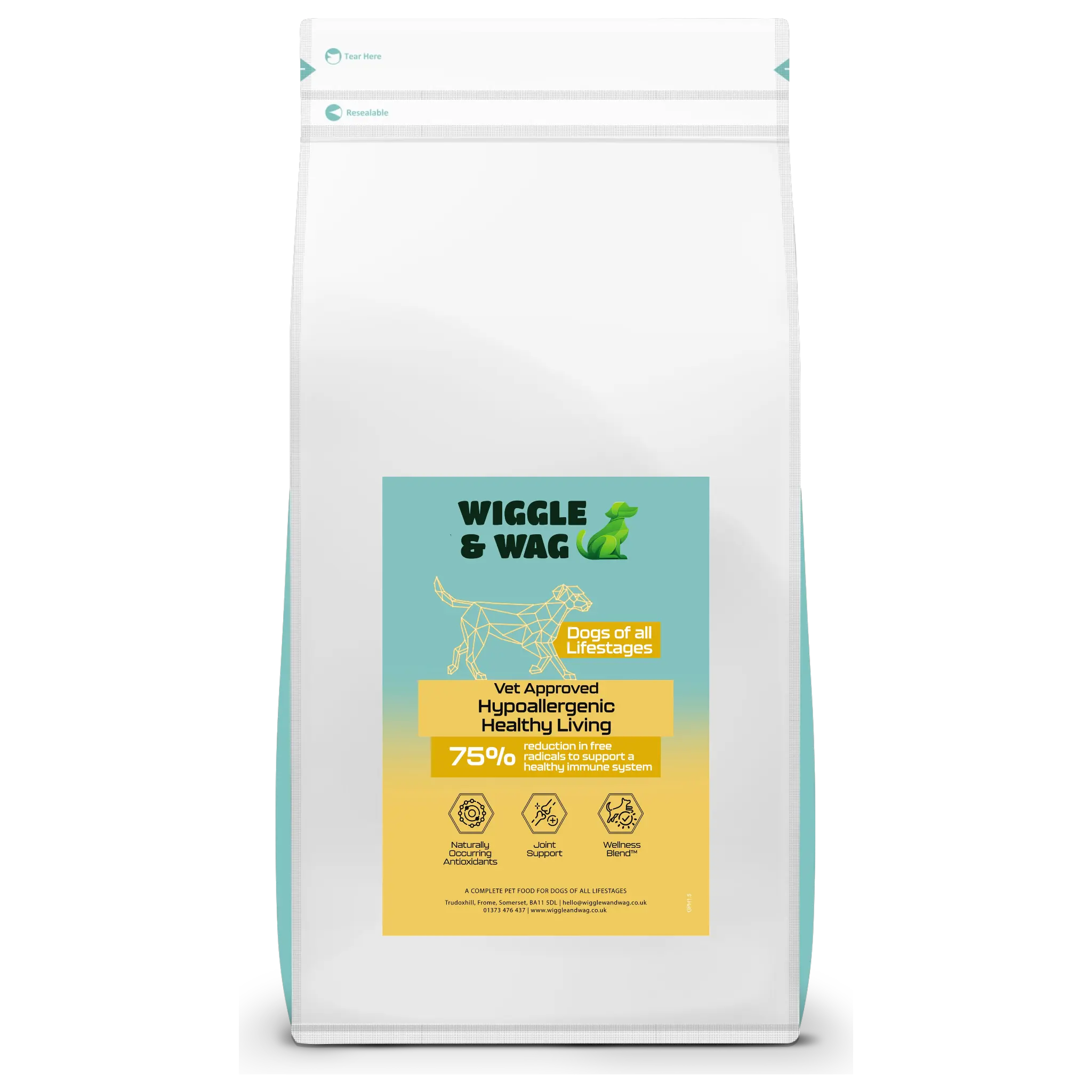 Wiggle & Wag Hypoallergenic Healthy Living | All Life Stages Dog Food ...